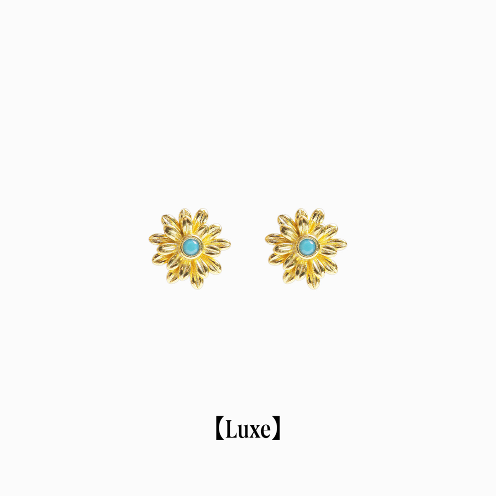《Pierced earrings》Blue Bloom ｜Gold （Luxe) – Nuvie